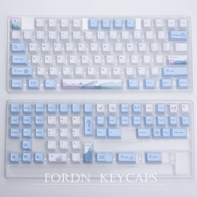 129 Keys Ocean Wave Theme PBT Keycaps For Gaming Mechanical keyboard ...