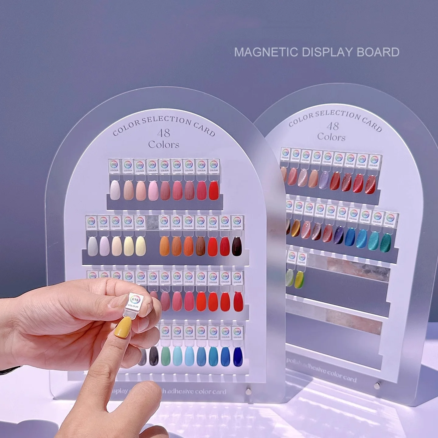 48-Color Nail Art Magnetic Display Board Nail Polish Glue Color Display ...