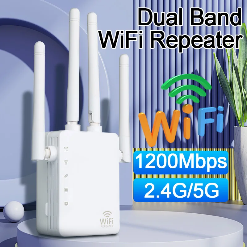 AC1200-WiFi-Range-Extender-Wi-Fi-Booster-5G-2-4G-Four-External-Antennas ...