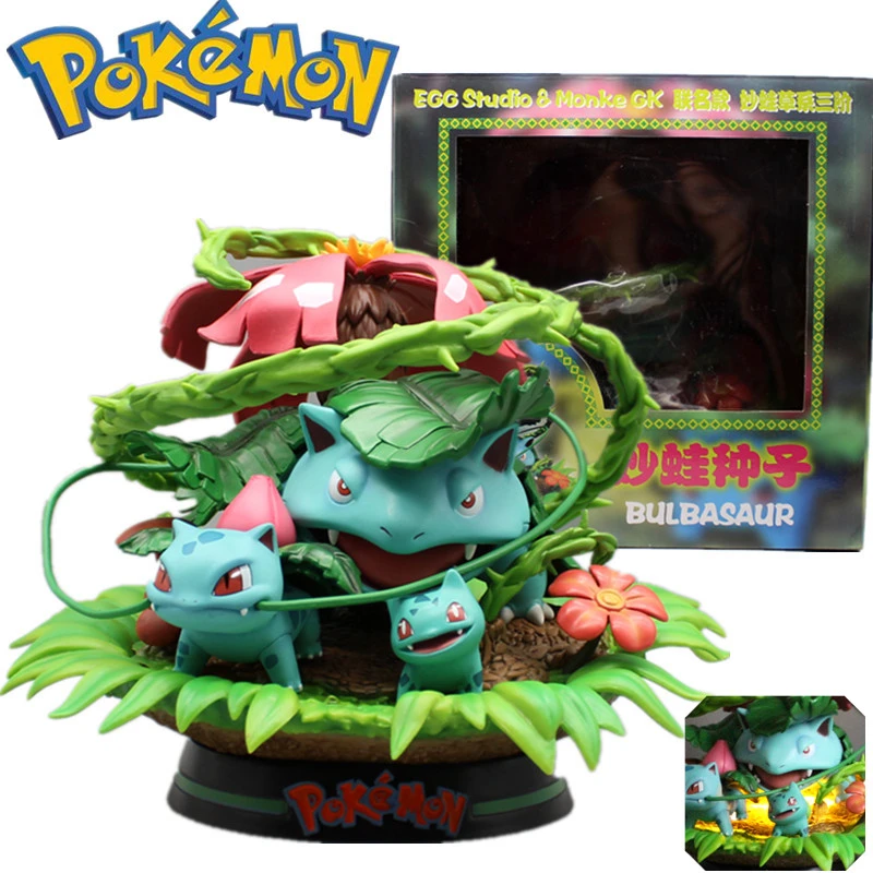 24cm anime pokemon gk bulbasaur ivysaur venusaur figura led pvc ação ...