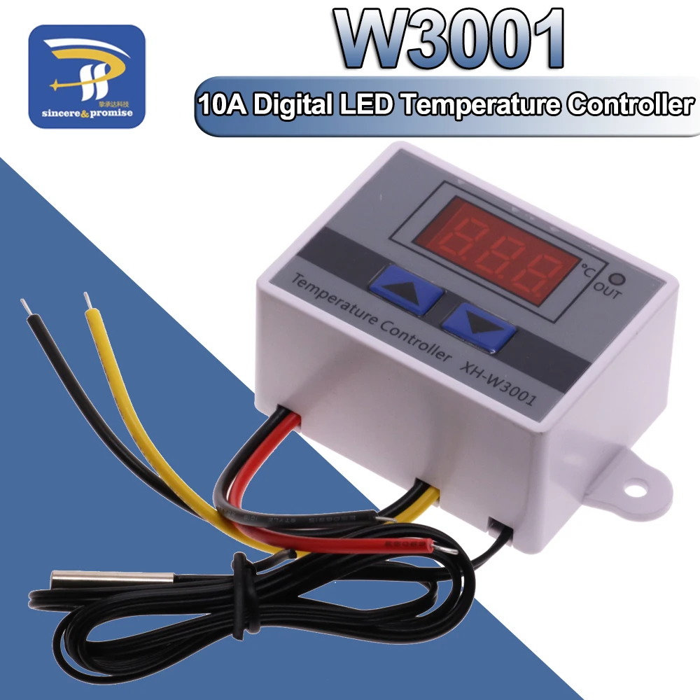 12V/ 24V/ 110V /220V W3001 Digital LED Temperature Controller 10A ...
