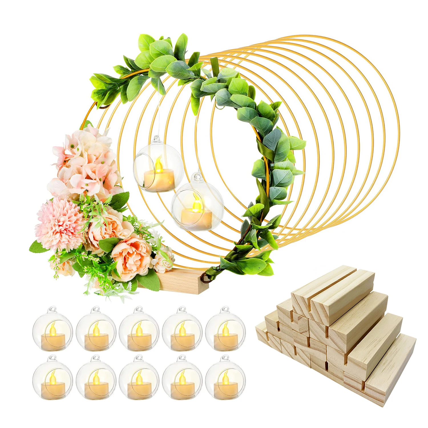 10pcs-Gold-Metal-Floral-Hoop-Garland-Table-Decoration-for-Wedding ...