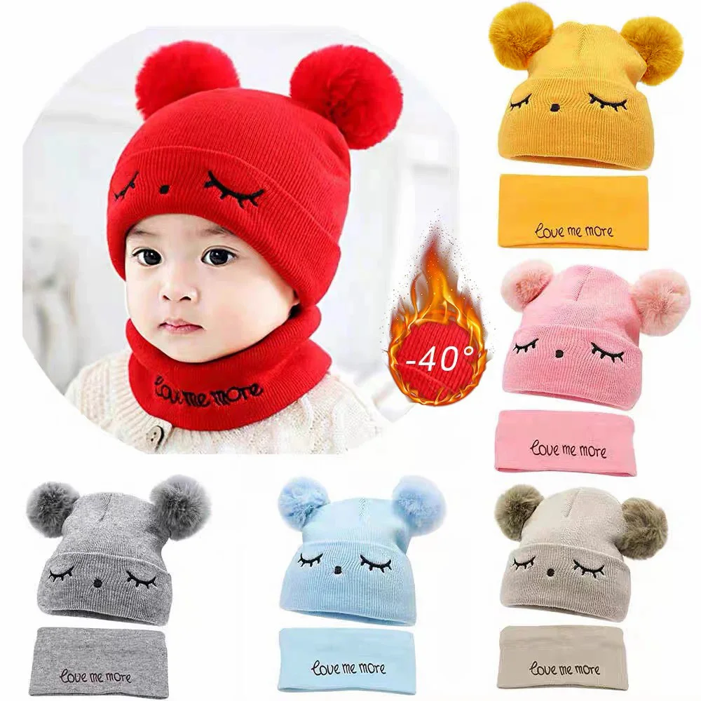 Solid Color Wool Knitted Bonnet Bebe Newborn Baby Hat Pompom Cute ...