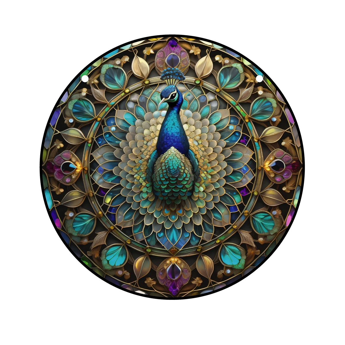 Peacock-Stained-Acrylic-Window-Hanging-Round-Sun-Catchers-Indoor-Window ...