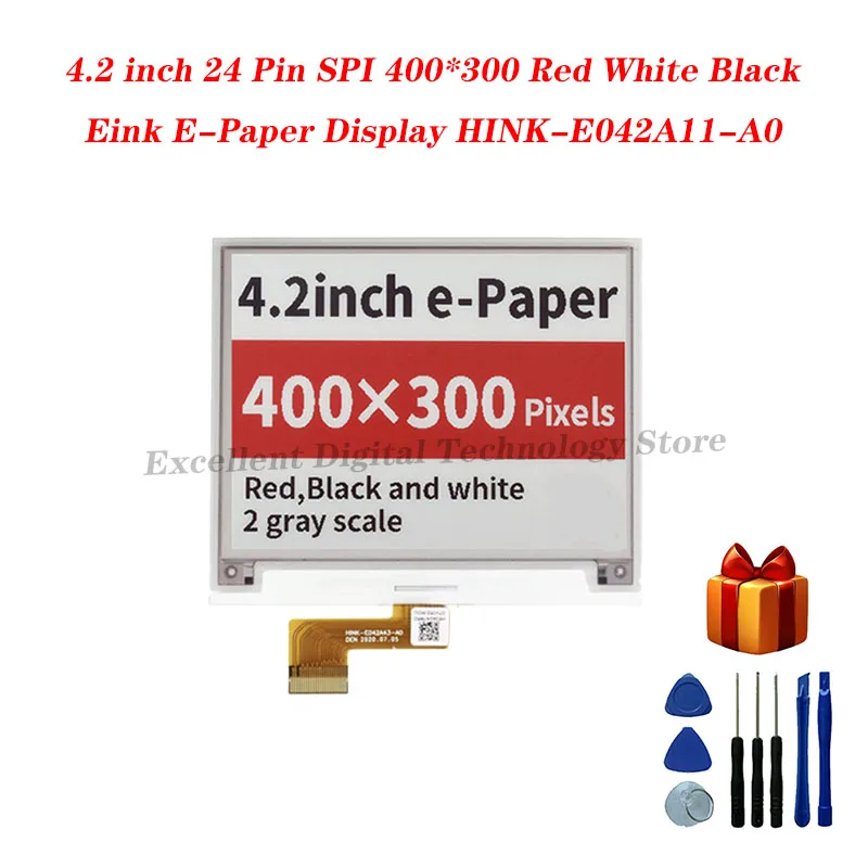 For 4.2 inch 24 Pin SPI 400*300 Red White Black Eink E-Paper LCD Display HINK-E042A11-A0
