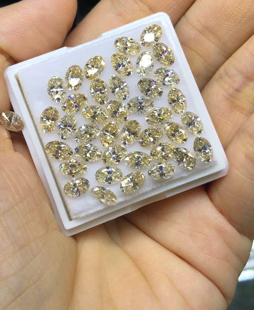 Natural Loose Moissanite Stone Champagne Oval VVS1 Lab Loose Gems Pass ...