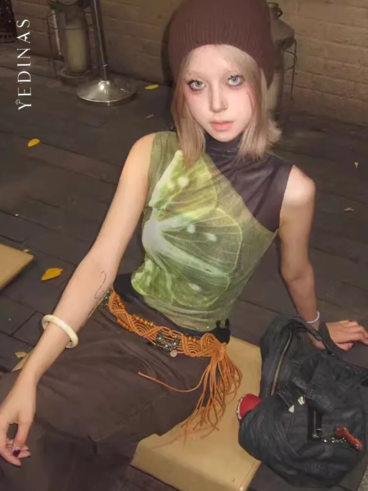 Yedinas-Tops-de-malha-pura-sem-mangas-Tops-patchwork-moda-coreana-tops ...