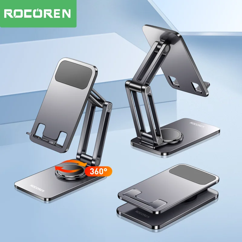 Rocoren Phone Holder 360° Rotatable Desk Mobile Phone Stand Foldable ...