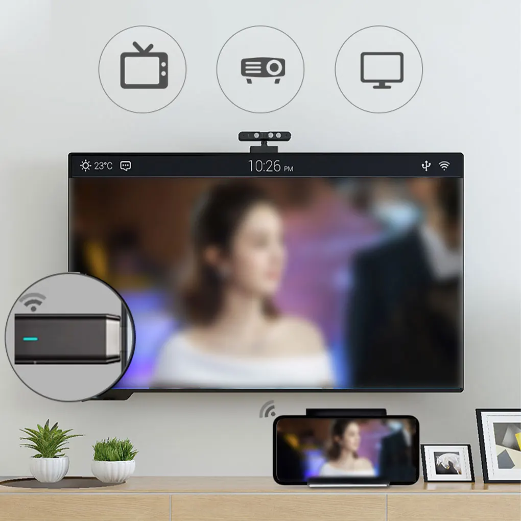 1080P 2.4G 5G Dual Band WiFi Display Dongle Television Stick HDMI ...