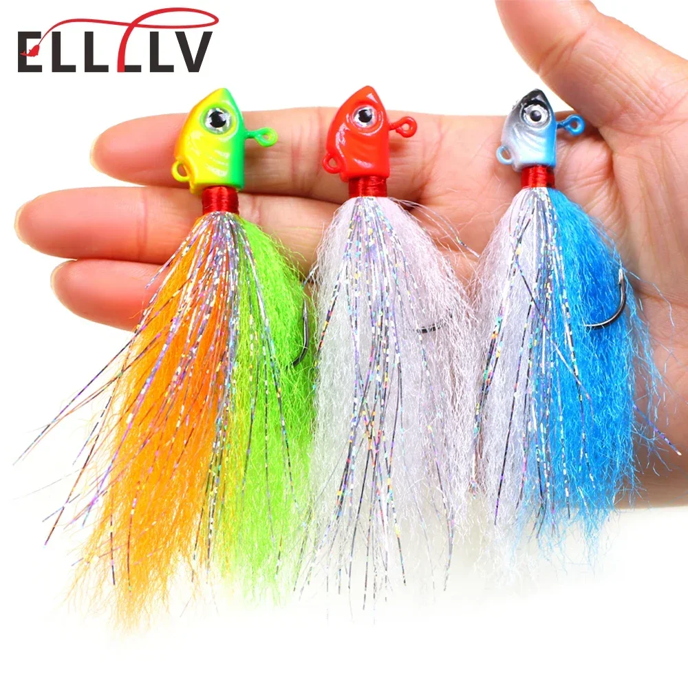 Elllv-10g-15g-20g-Fishing-Jig-Head-Lure-Hook-with-Flasher-Striped-Bass ...