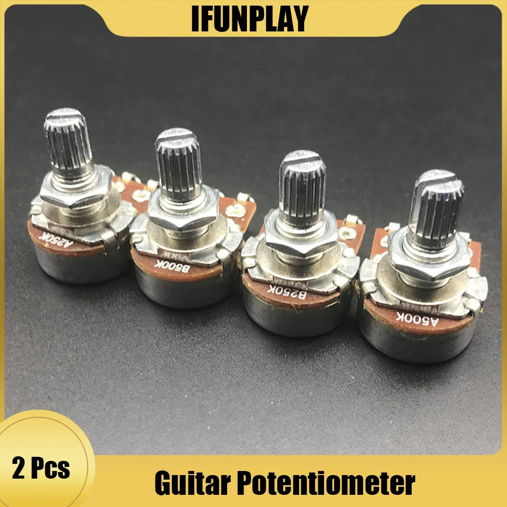 2pcs A500K/250K Potentiometer Splined Small Pot Electric Guitar Bass ...