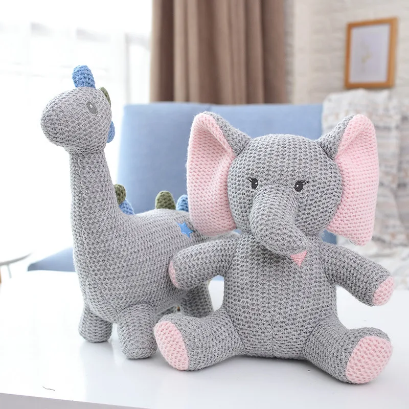 Stuffed-Animals-Toys-Crochet-Knitted-Plush-Doll-Bear-Elephant-Dinosaur ...