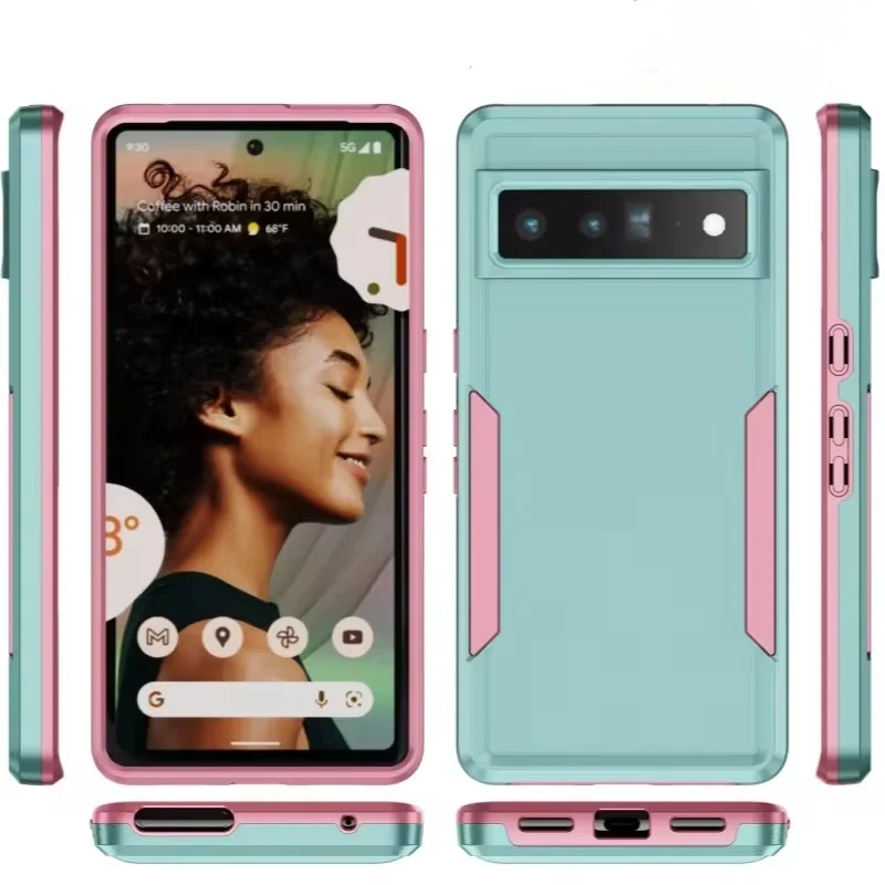 Luxury Heavy Duty Hybrid Armor Matte Shockproof Phone Case with Hard PC Bumper Back Cover for ...