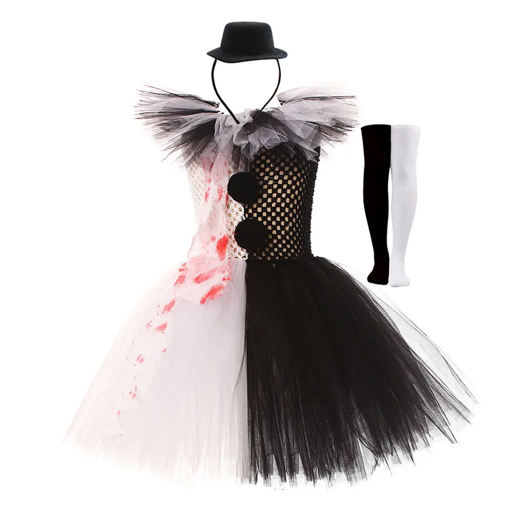 Disfraz de Cosplay de Terrifier para niños, vestido de tutú de payaso ...