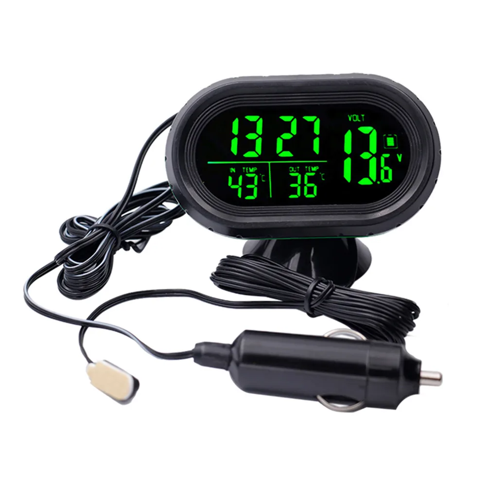 Digital-Car-Thermometer-Temperature-Monitor-Car-Ornament-Luminous-Clock ...