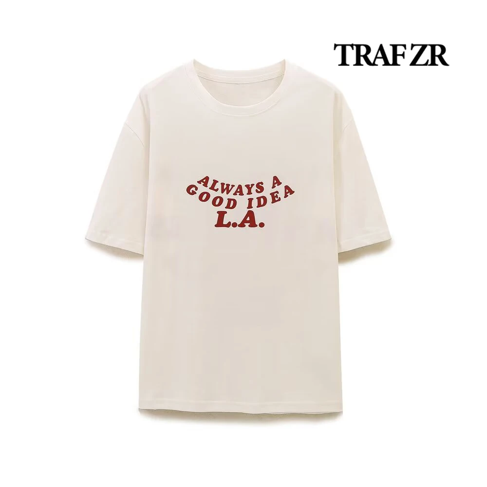 TRAF-ZR-Harajuku-T-shirt-COTTON-O-NECK-short-sleeve-Loose-Tops-Y2k ...