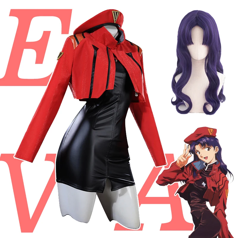 EVA-Anime-Cosplay-Trajes-para-Mulheres-Misato-Misato-Couro-PU-Top-Coat ...