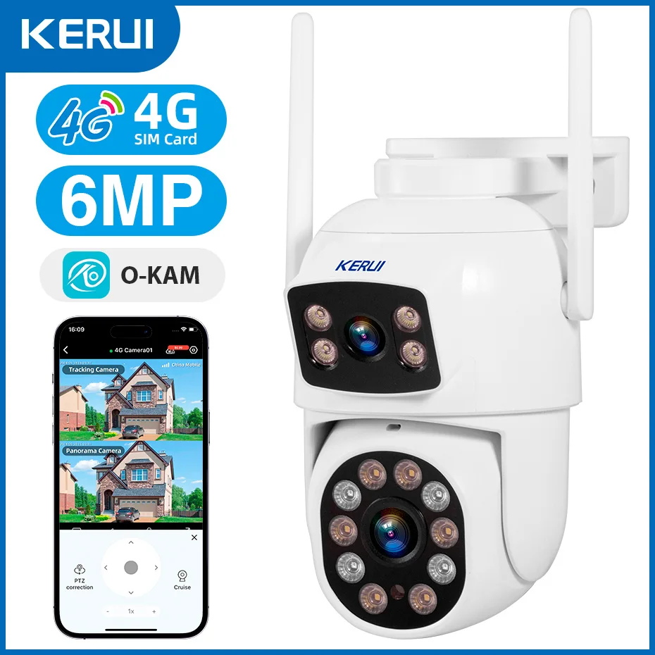 KERUI-Outdoor-4G-SIM-Card-Camera-3K-6MP-Dual-Lens-IP-Camera-Home ...