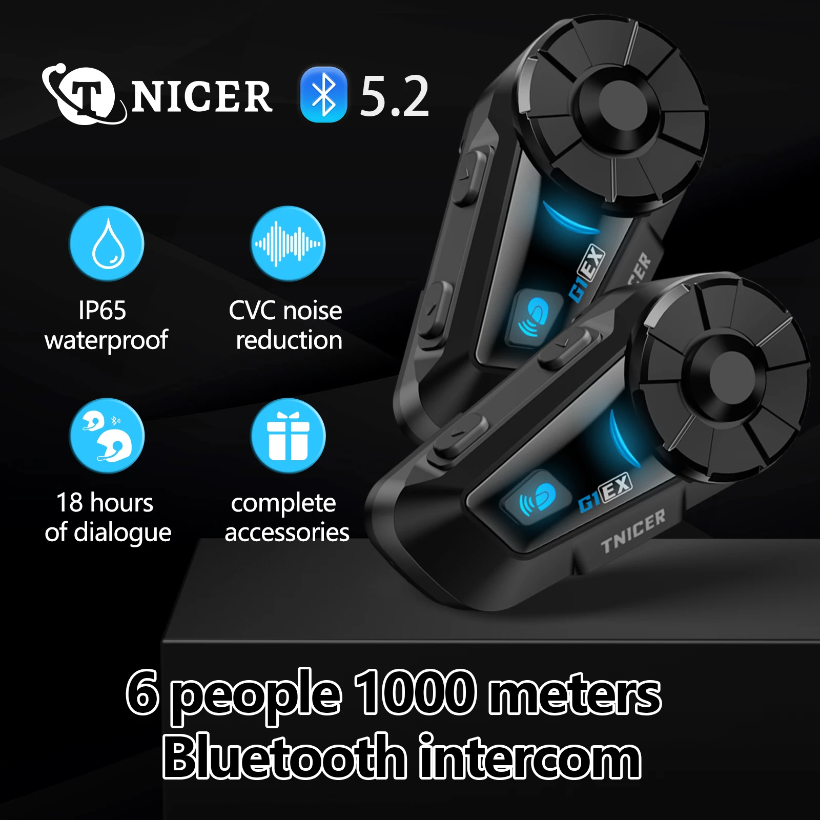 TNICER-G1EX-Motorcycle-Intercom-Bluetooth-helmet-Headset-Motorbike-6 ...