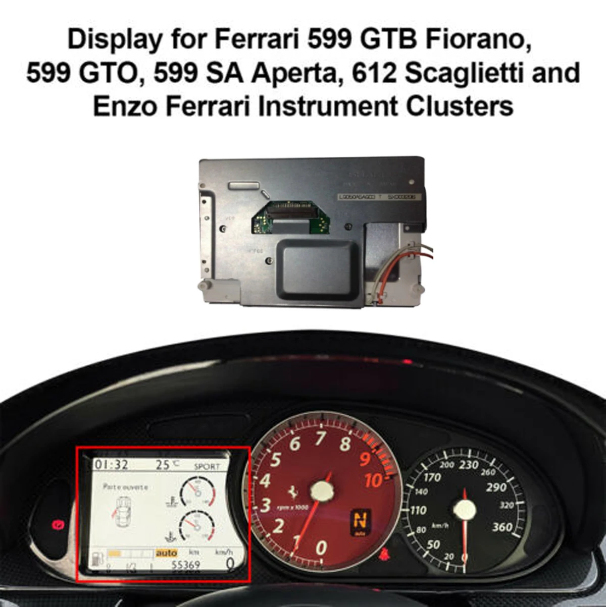 Tft Lcd Colour Display For Ferrari 599 Gtb Fiorano, 599 Gto, 599 Sa ...
