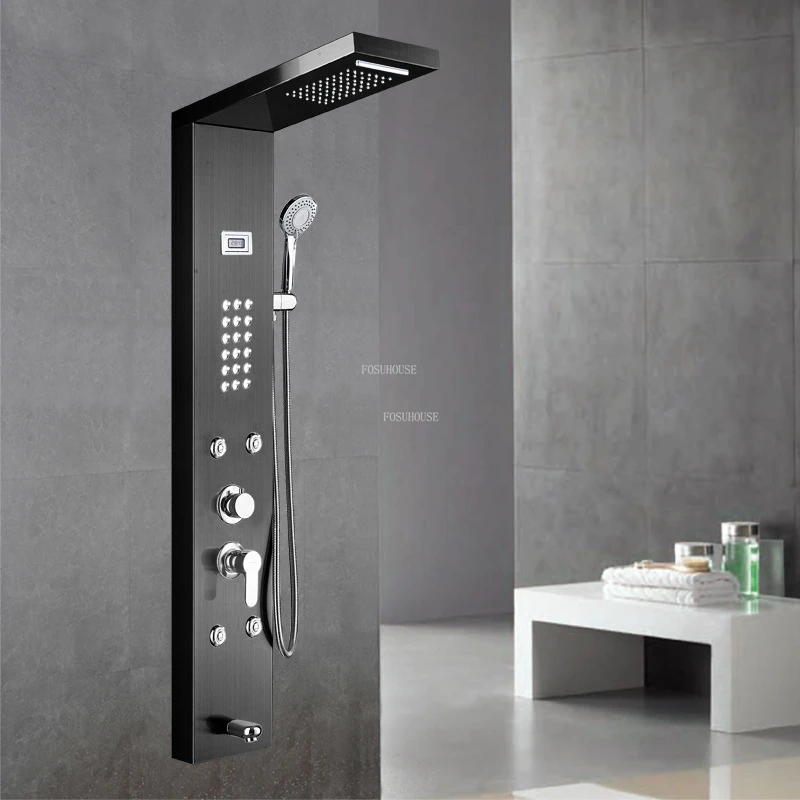 Wall-Mounted-Waterfall-Hydro-Power-Shower-Faucets-Temp-Display-LED ...