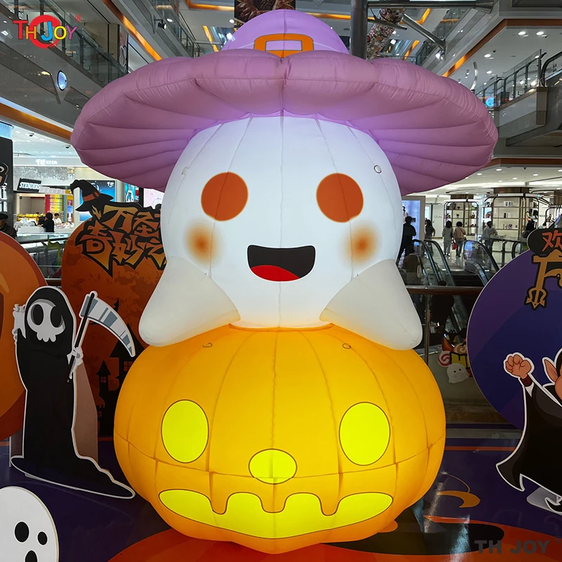 20ft Tall Giant Halloween Inflatable Ghost From Pumpkin With Hat ...