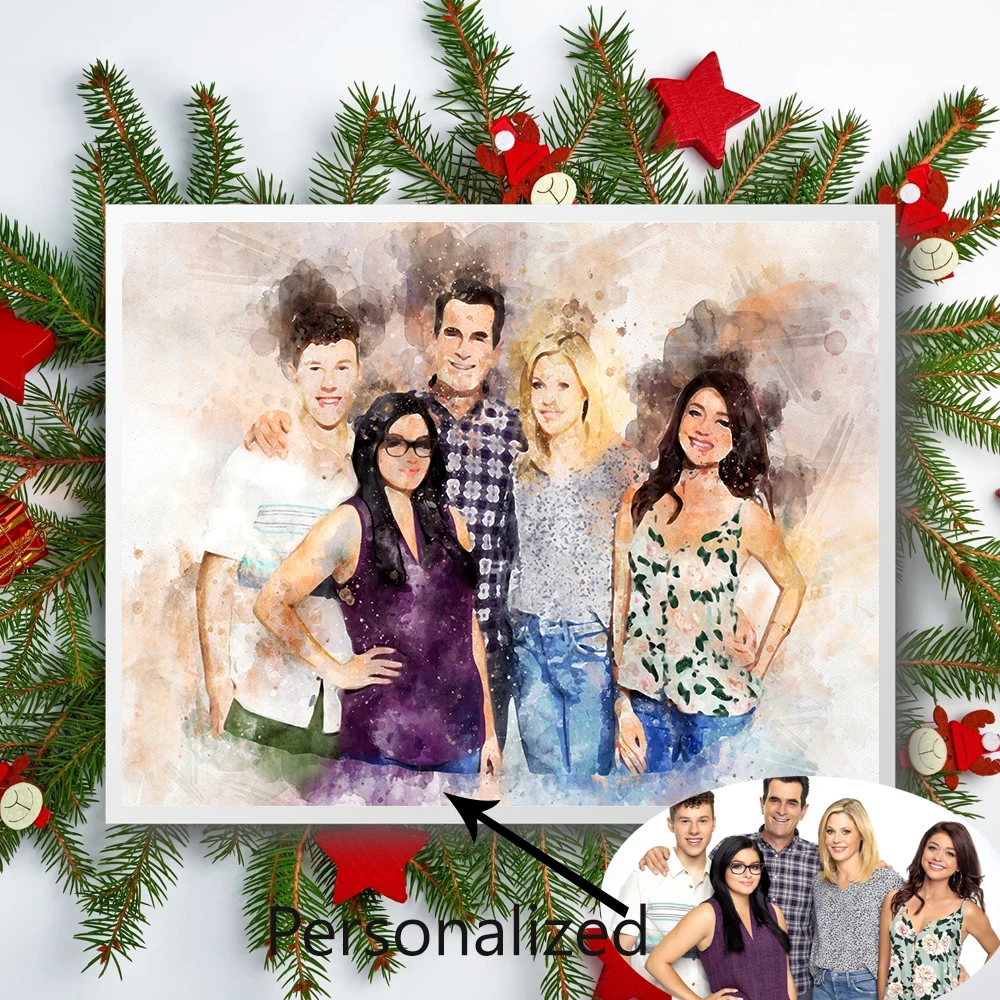 Watercolor-Family-Portraits-Poster-Personalized-Rendering-Canvas ...