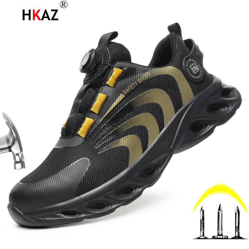 2023 New Rotary Buckle Safety Shoes For Women Men Work Boots Steel Toe ...