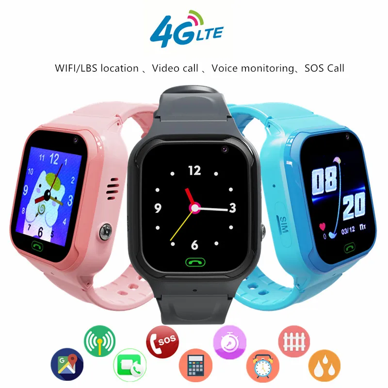 4G-Kids-Smart-Phone-Watch-LT36-Video-Call-WIFI-LBS-Location-SOS-Tracker ...