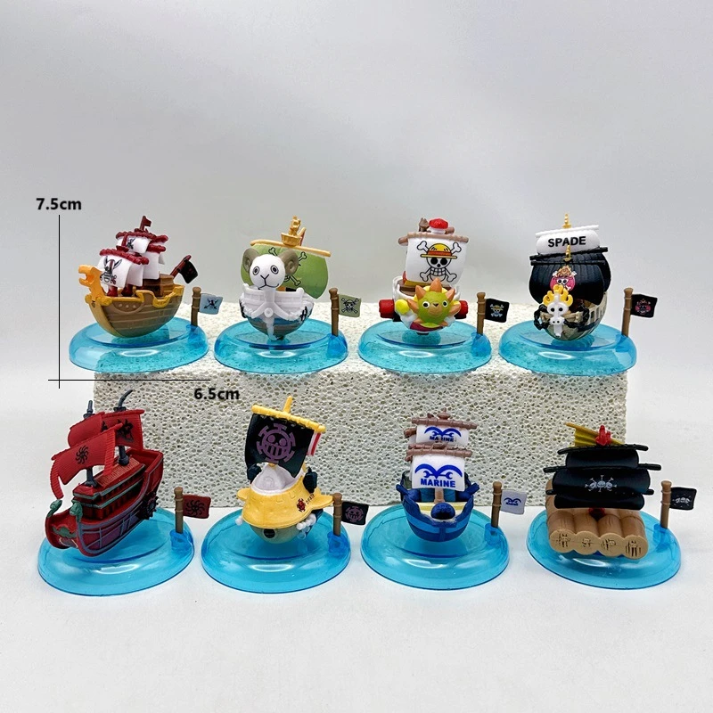8pcs One Piece Anime Peripheral Figure Thousand Sunny Going Merry Mini ...