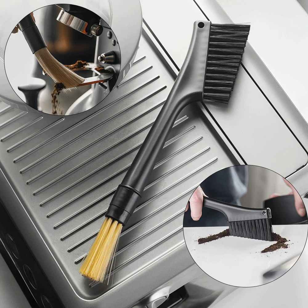 Coffee machine double-head cleaning brush Coffee grinder cleaning brush ...