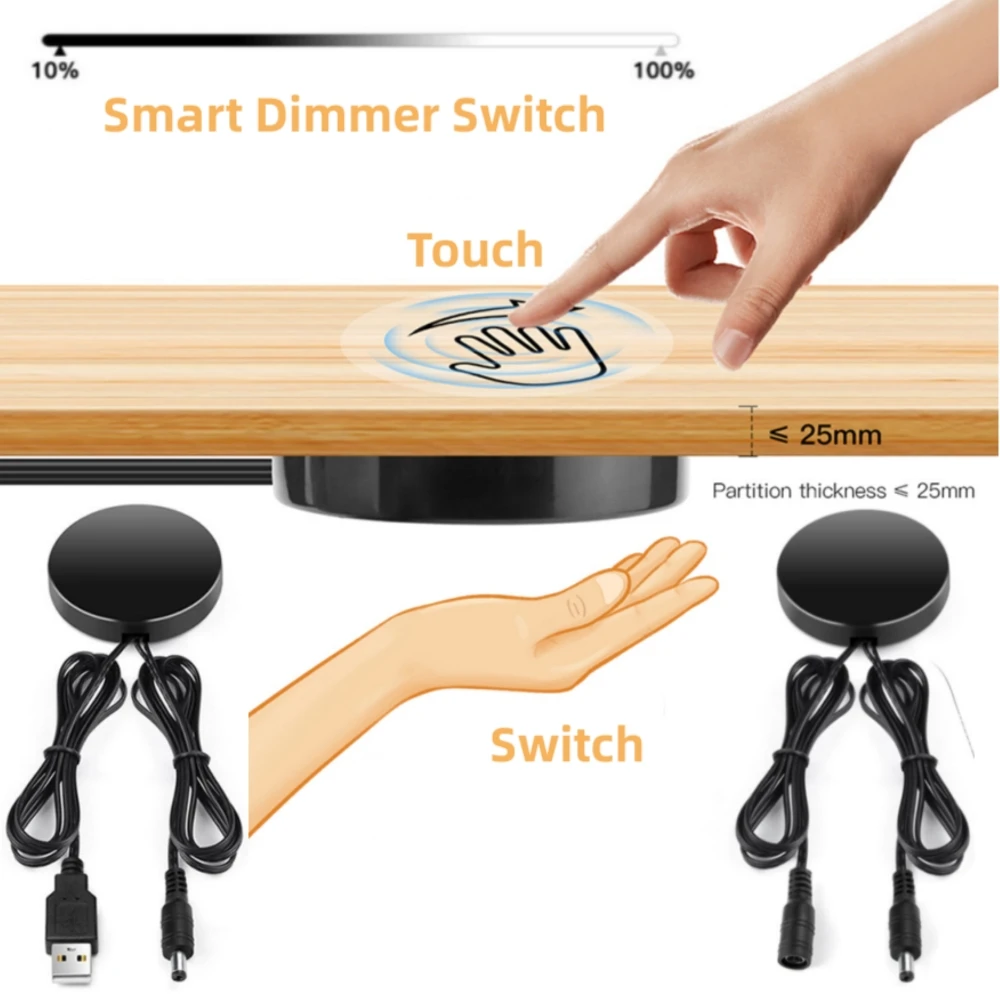 LED Light Strip Touch Dimming Switch Penetrable 25mm Wood Panel Hand ...