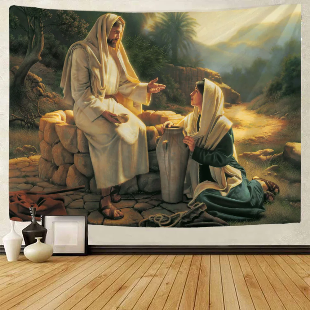 Jesus illustration art tapestry wall hanging mysterious wall decoration ...