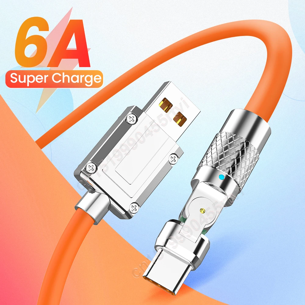 180 Degree Rotatable 120w 6A Super Fast Charging Cable Mobile Game USB ...