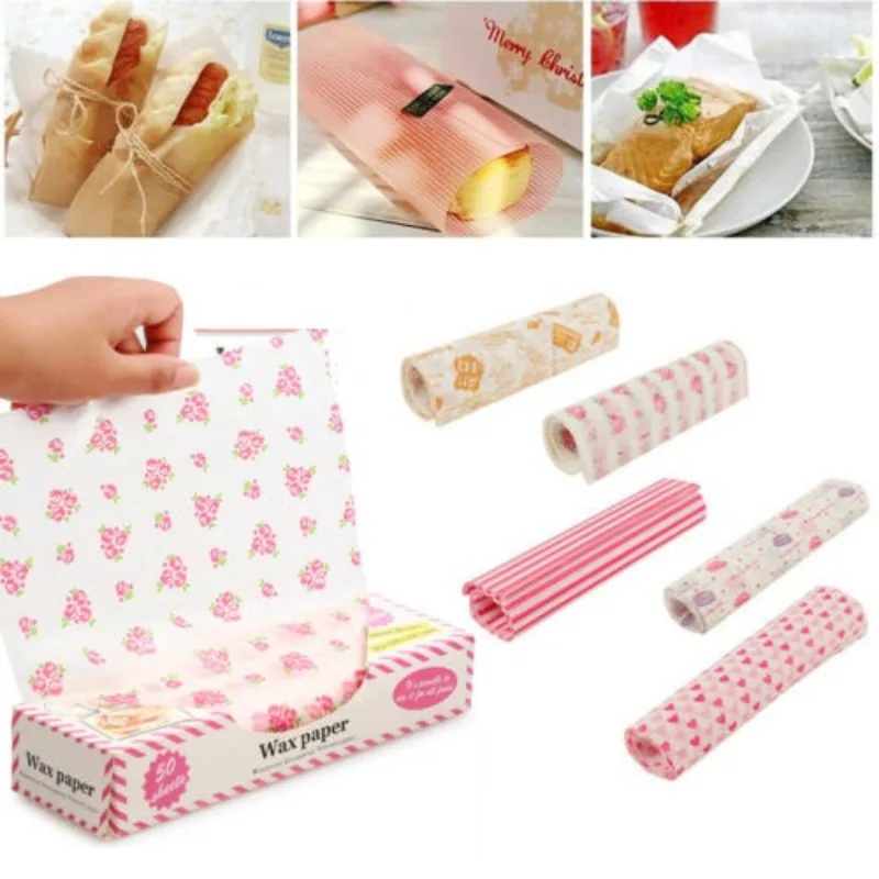 50Pcs-Lot-Wax-Paper-Food-Grade-Grease-Paper-Food-Wrappers-Wrapping ...