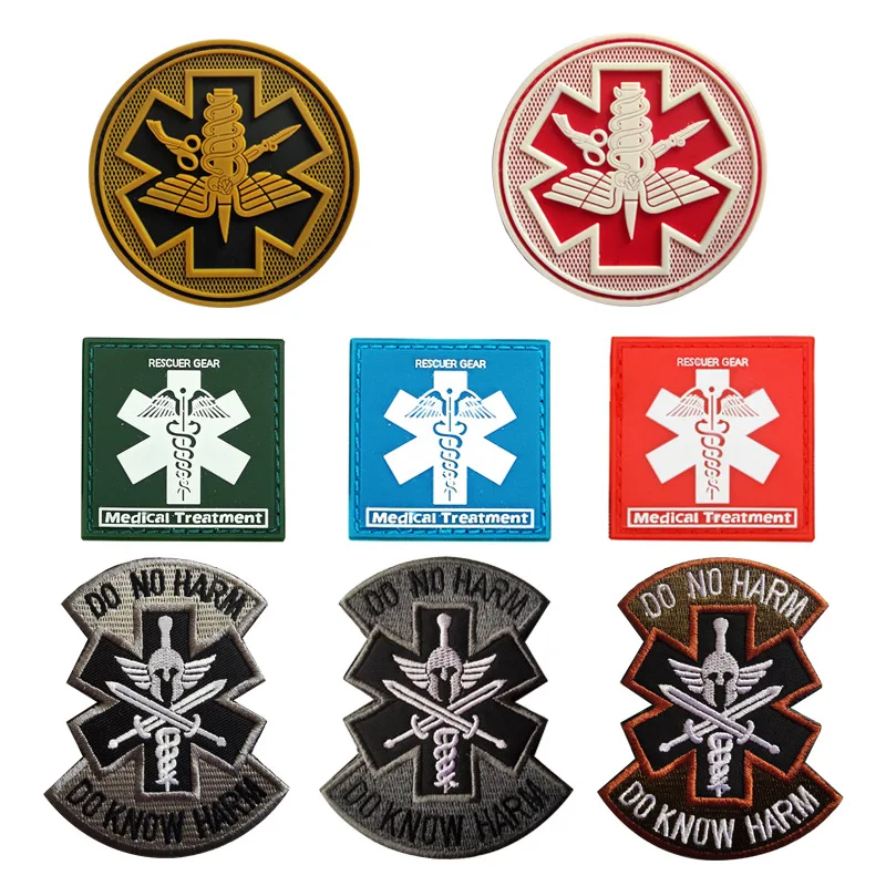 3D PVC Skull Medic Emblem Caduceus Round Morale Badge Do No Harm Field ...