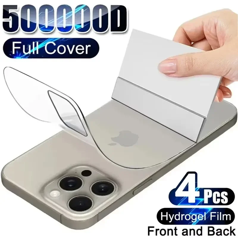 4Pcs Back Hydrogel Film for IPhone 14 13 12 11 15 16 Pro Max Mini 7 8 ...