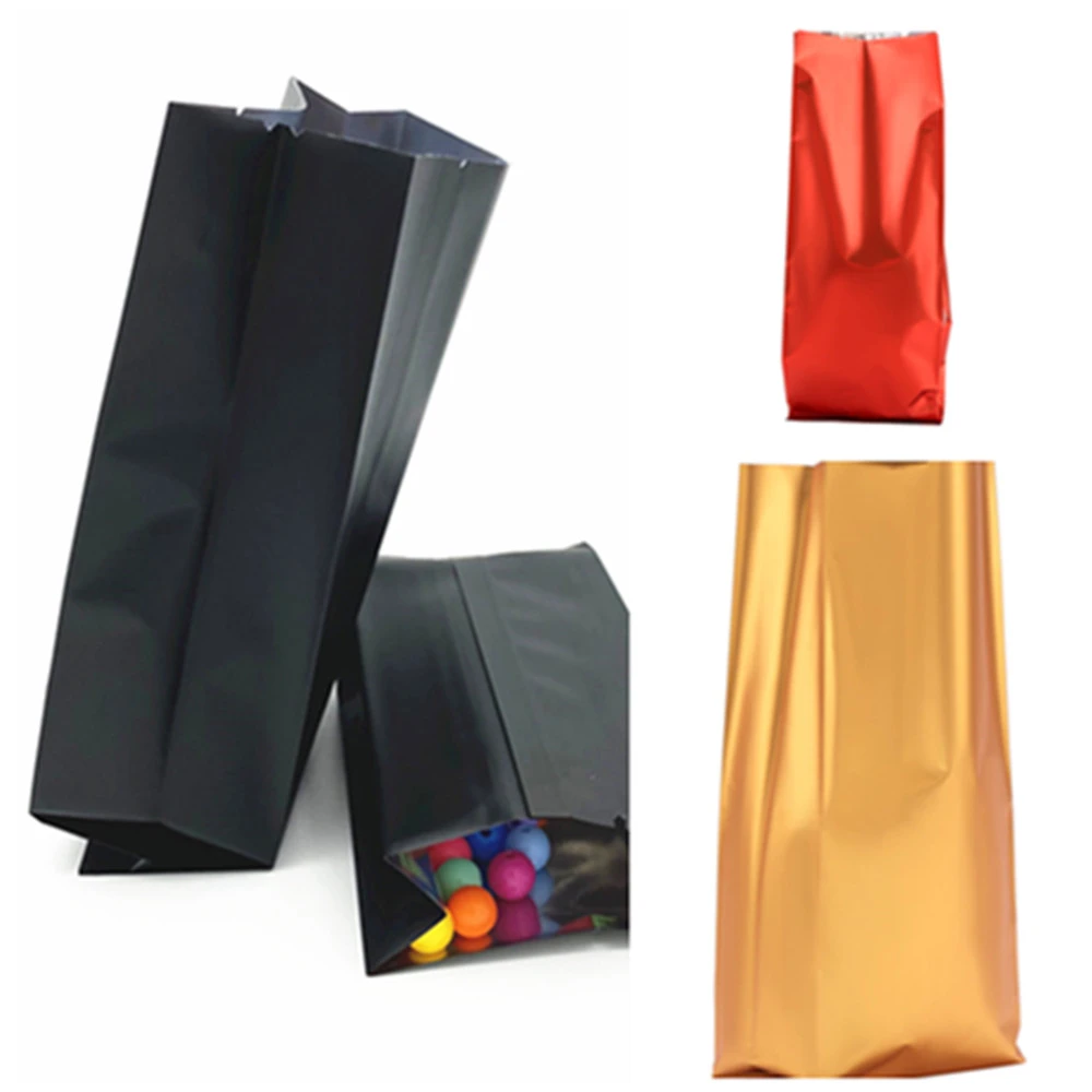 Matte Gold Aluminum Foil Oragan Bag Side Fold, 100pcs Red Plastic ...