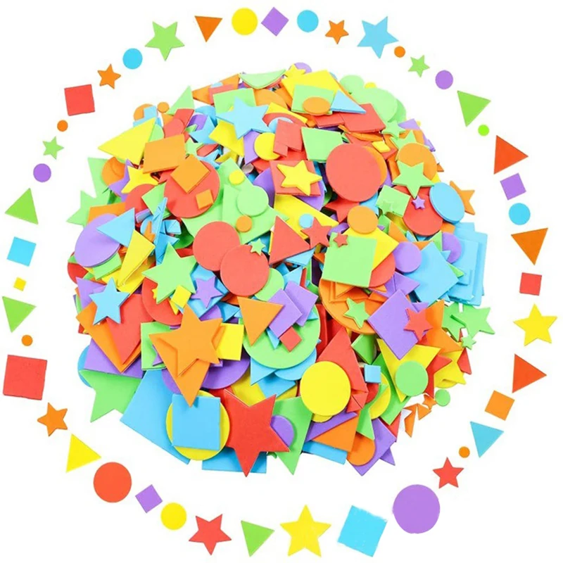 1000pcs-Geometry-Shapes-EVA-Self-Adhesive-Foam-Stickers-Kids-Education ...