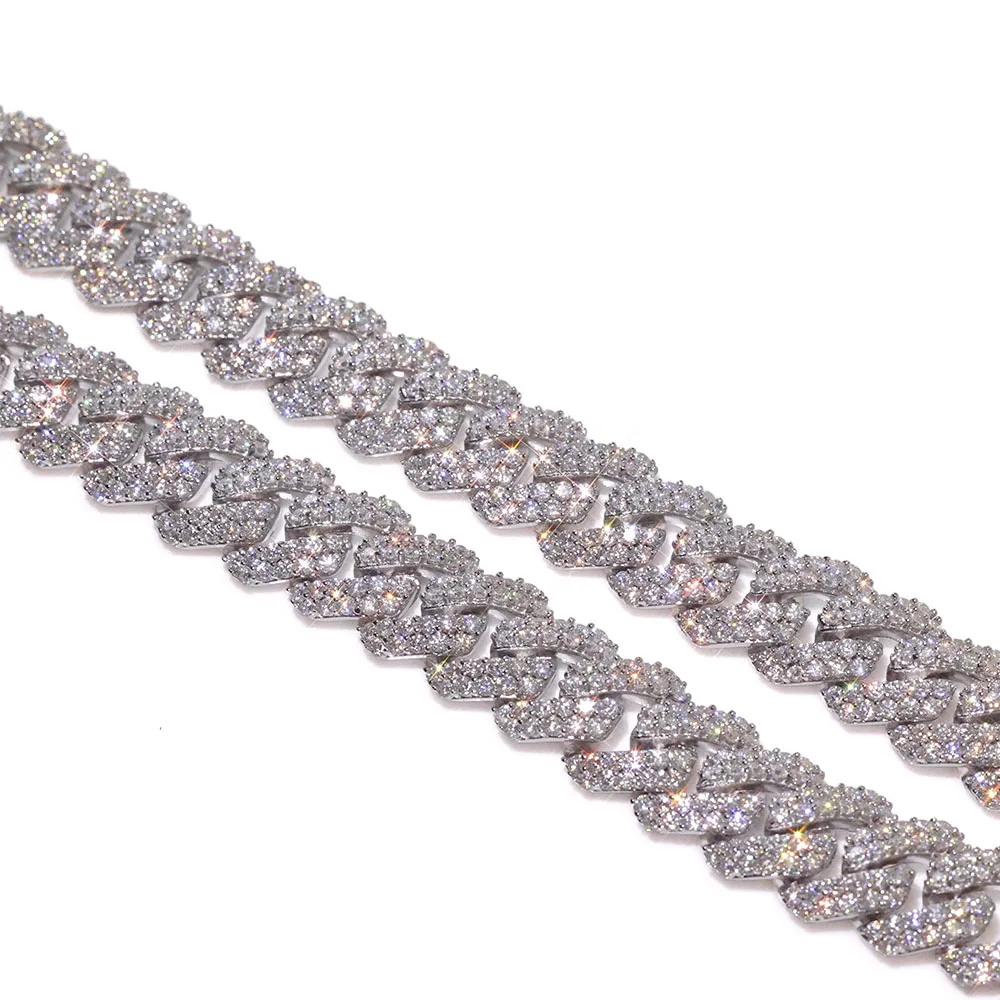NY Hip Hop 12mm Cuban Link Necklace Women's Bling Ice Luxurious Full ...