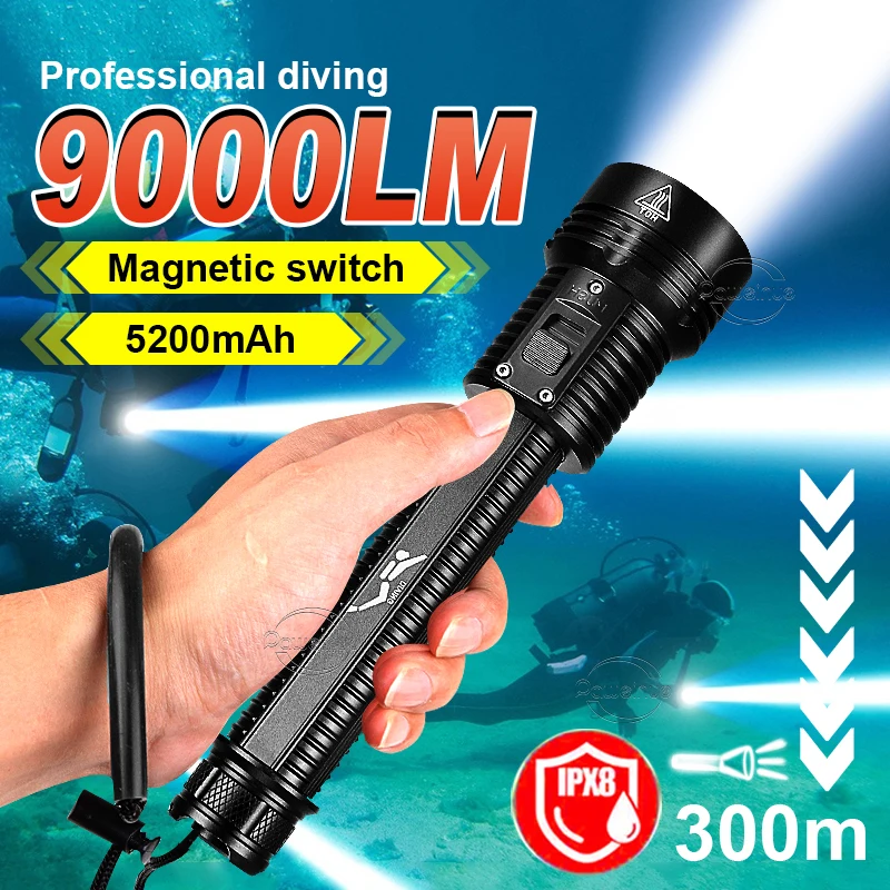 9000LM-Powerful-Diving-Flashlight-IPX8-Scuba-Diving-Flashlight ...