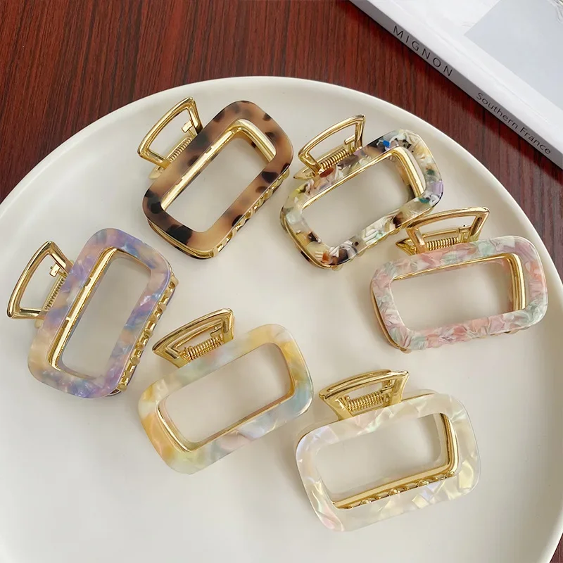 Small-Size-Square-Hair-Claws-Colorful-Elegant-Acrylic-Hairpins-Barrette ...