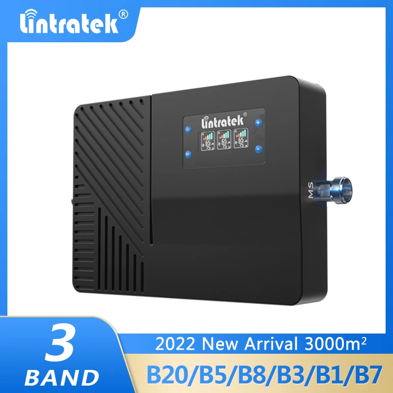 Lintratek NEW 75dB 2G 3G 4G Signal Booster 850 900 1800 2100 2600MHz GSM DCS Triband Repeater ...