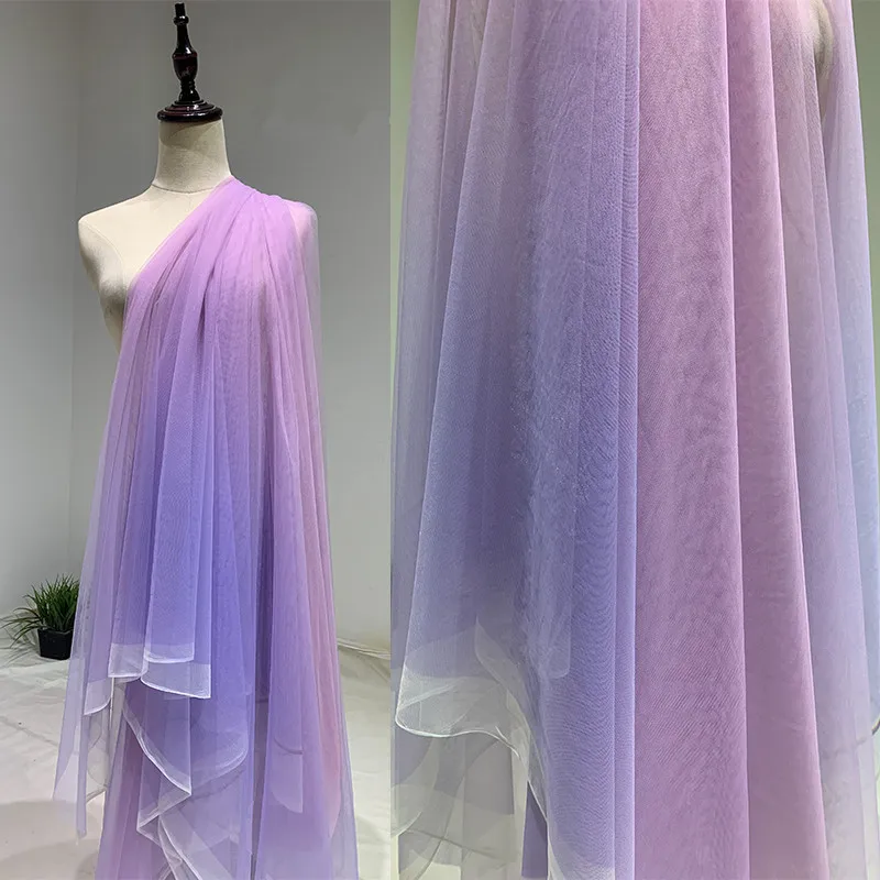 Purple-Gradient-Mesh-Fabric-Encrypted-Soft-Yarn-Dress-Dress-Veil ...