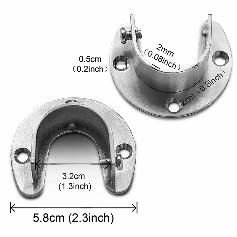 2-Pc-Stainless-Steel-Heavy-Duty-Closet-Rod-End-Supports-Rod-Socket ...