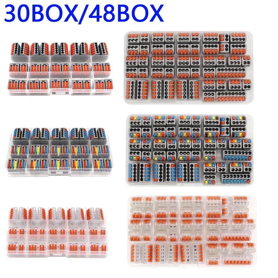 30/48 Pcs Fast Wiring Connector Push-in Terminal Block Universal ...