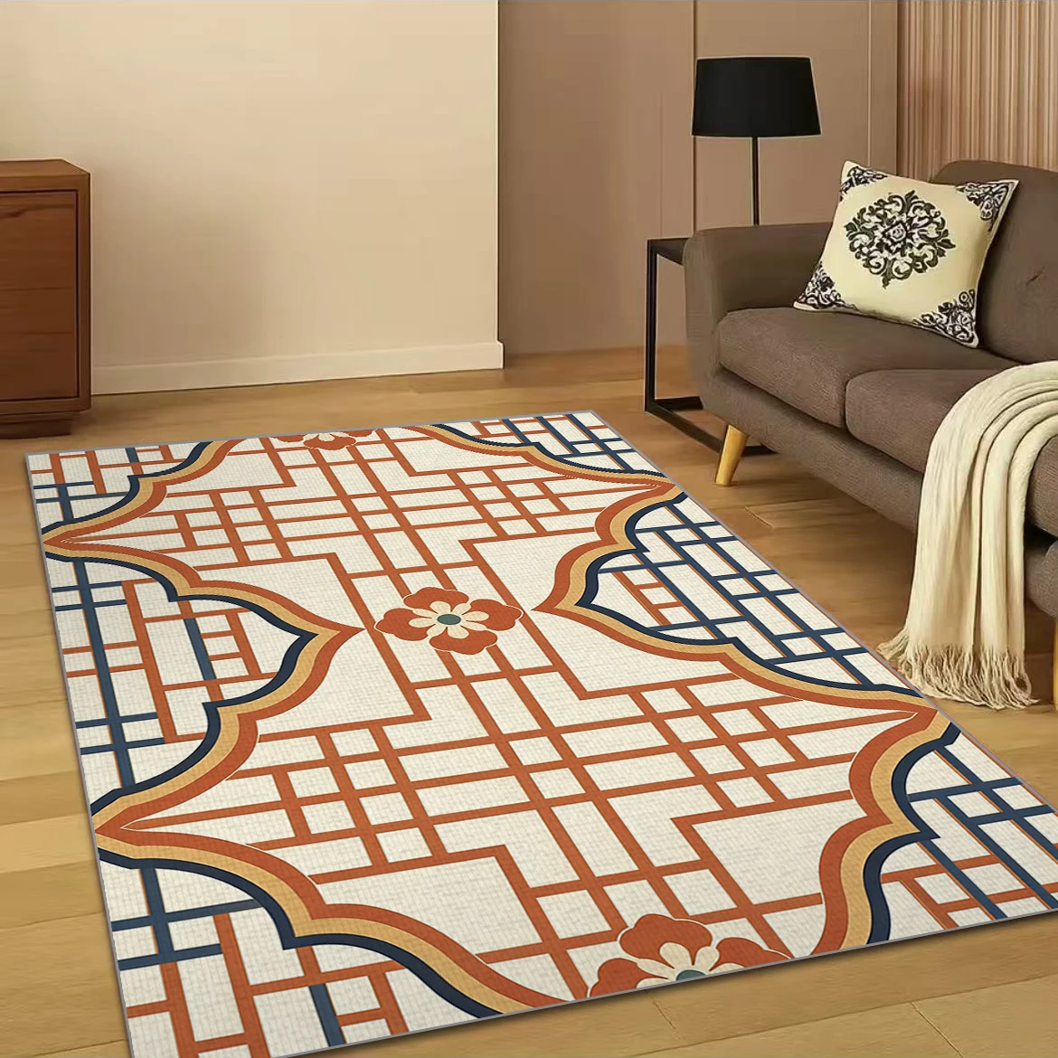 VIKAMA Korean Print Crystal Low Pile Carpet,Easy Clean Non-Slip Area ...