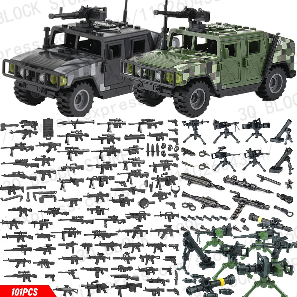 WWII-Military-Jeeped-Car-Vehicle-Building-Block-Soldier-Army-Figure ...