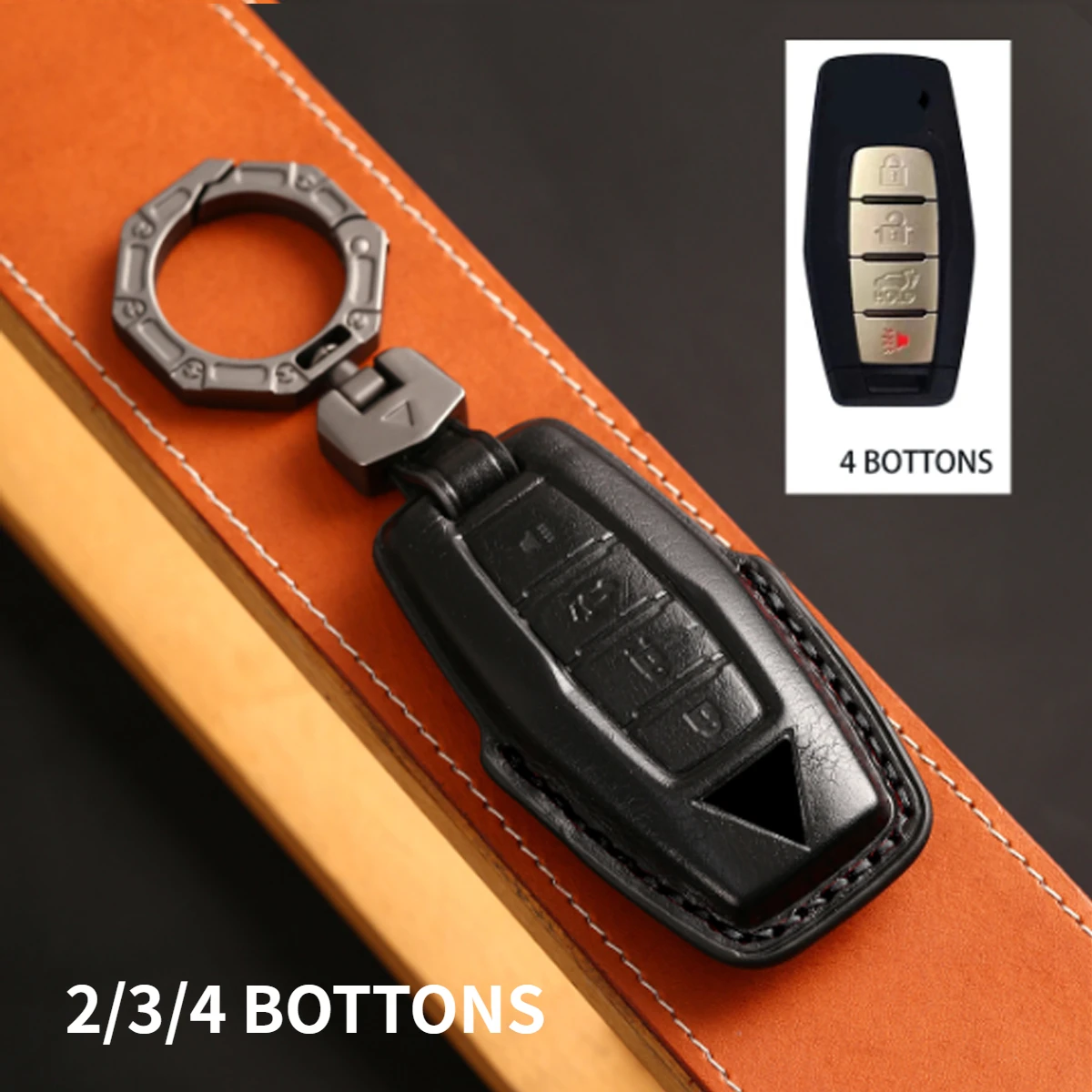 2-3-4-Bottons-Leather-Car-Smart-Key-Fob-Case-Keychain-for-2022-2023 ...