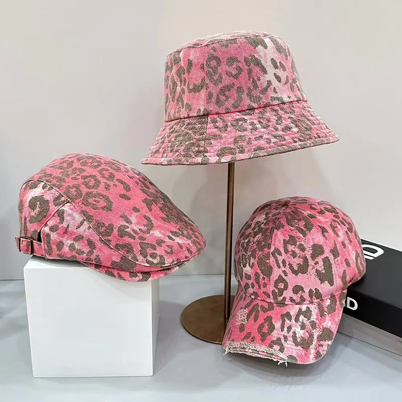 New Unisex Popular Pink Leopard Bucket Hat For Women Men Baseball Cap 3 ...